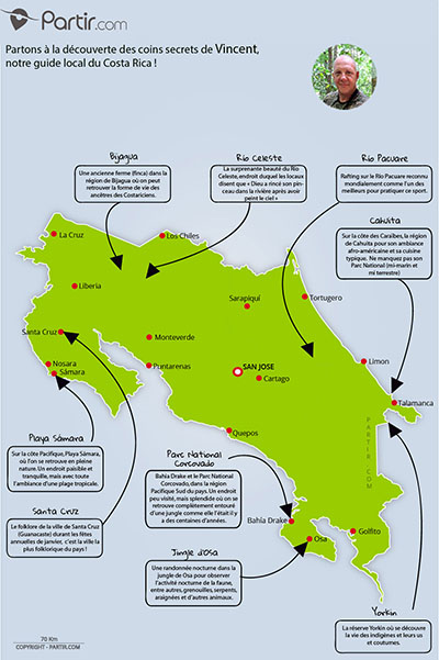 Cartes touristiques et plans Costa Rica : régions, points d'intérêts et ...